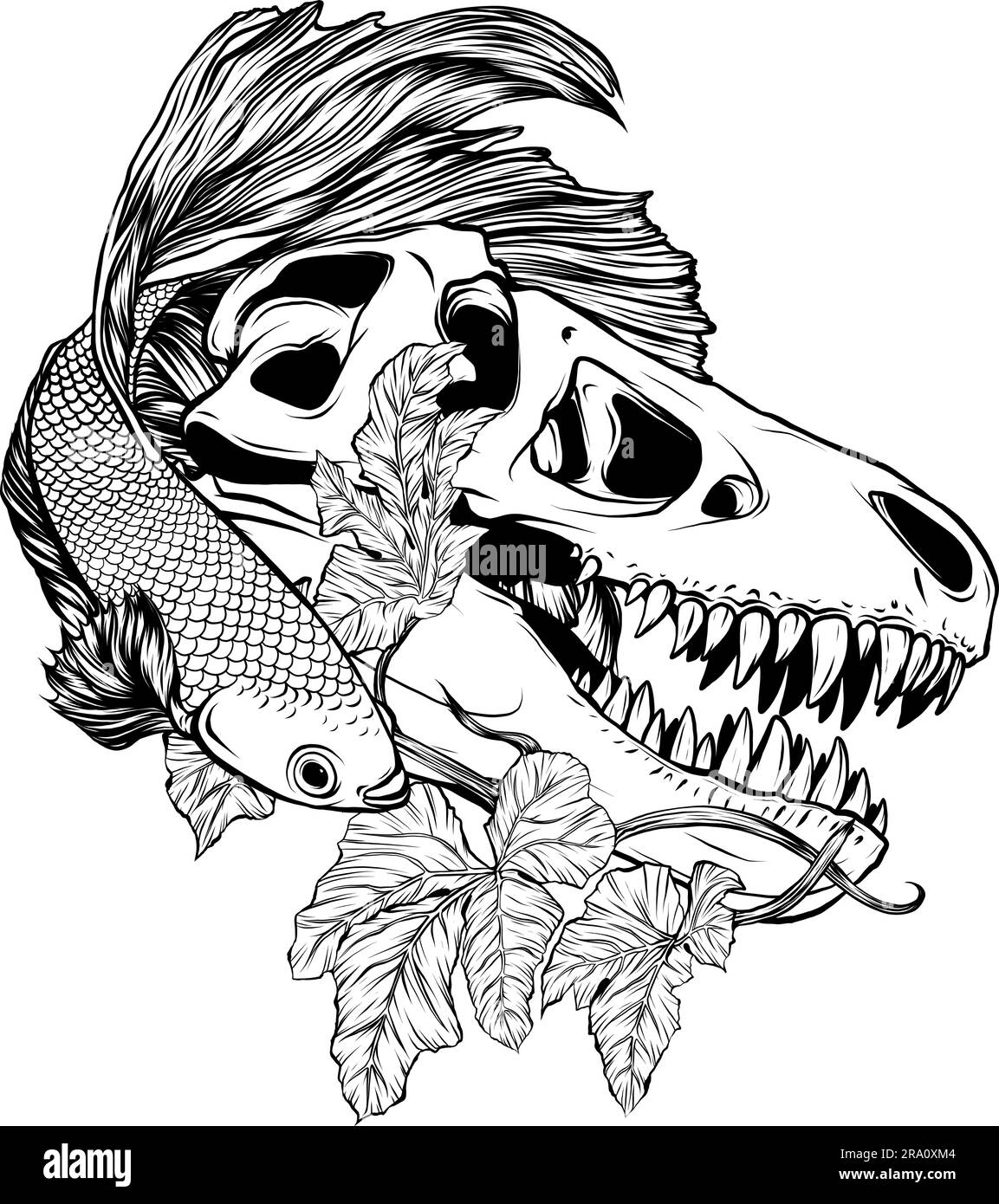 tyrannosaurus rex Dinosaur head in black and white outline vector ...