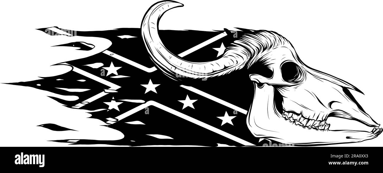 Rebel Flag Bull Skull
