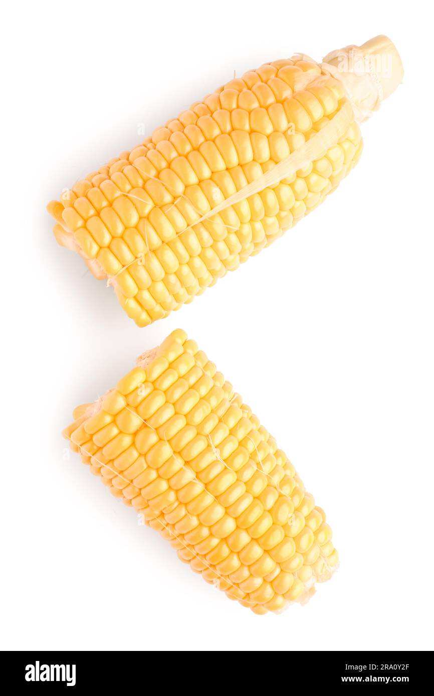 Cut fresh corn cobs on white background Stock Photo - Alamy