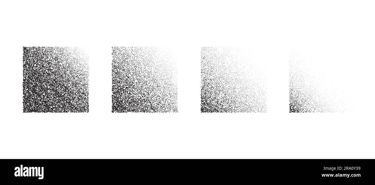 Textured fading gradients set. Black dotted square element collection ...