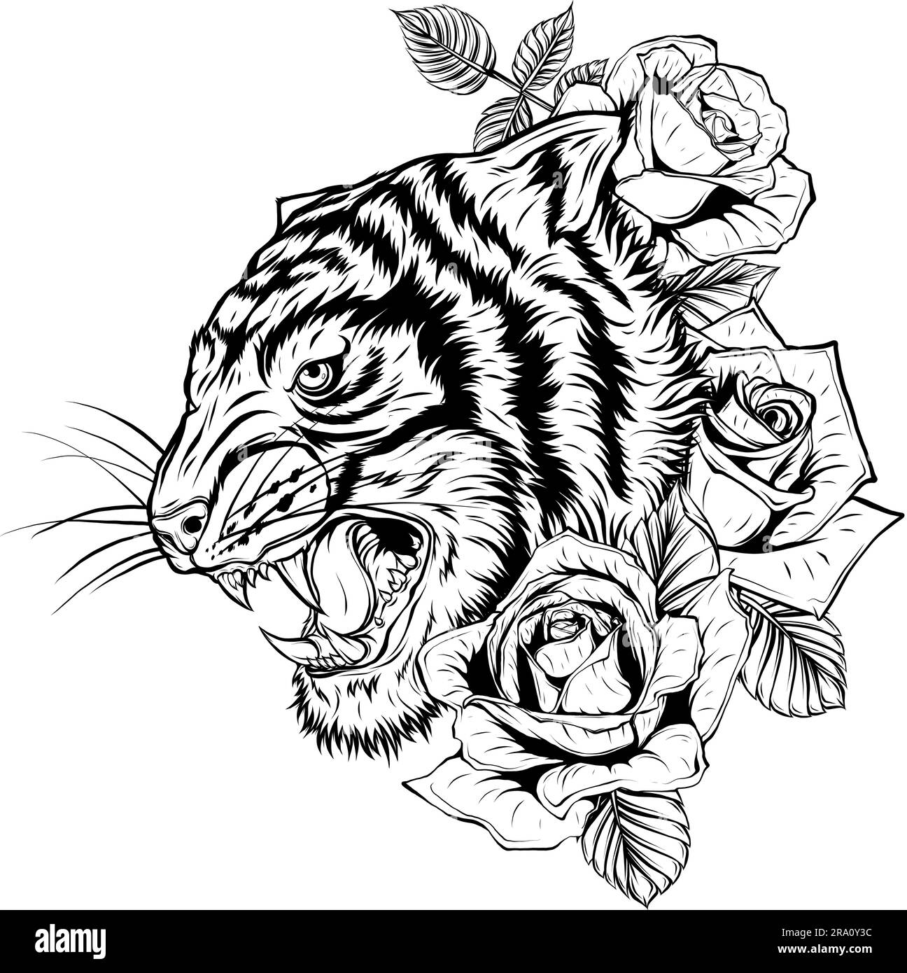 outline of Tiger head vector illustration design Stock Vector Image ...