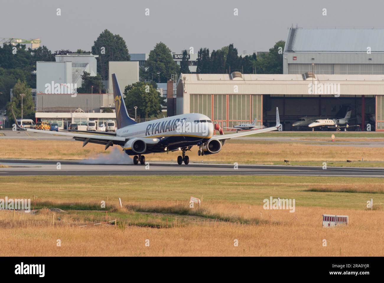 Passenger aircraft Boeing 737-8AS of the airline Ryanair landing at ...