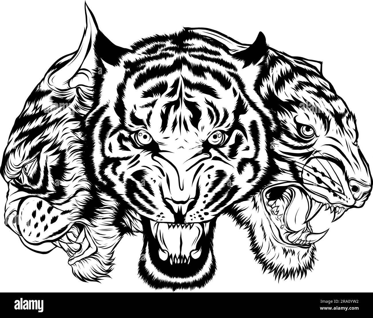 outline of Tiger head vector illustration design Stock Vector Image ...