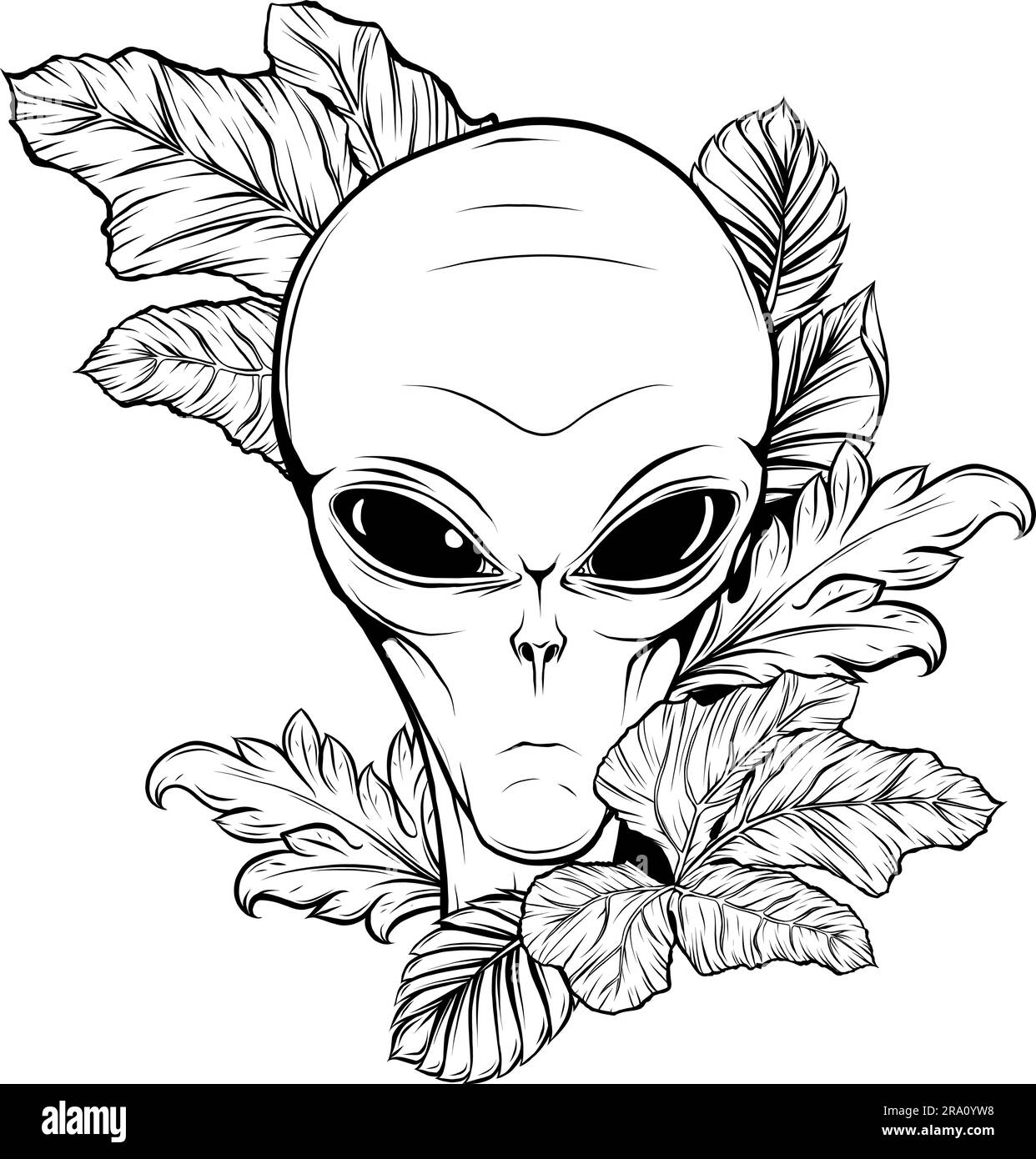 Vector outline alien head vector illustration design Stock Vector Image ...