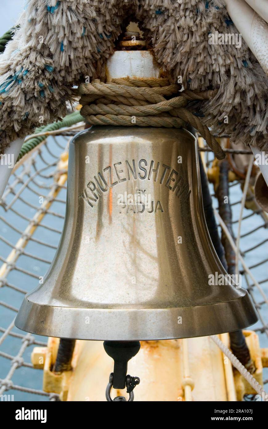 Ship's bell, Russian sail training ship 'Krusenstern', Kiel, Schleswig ...