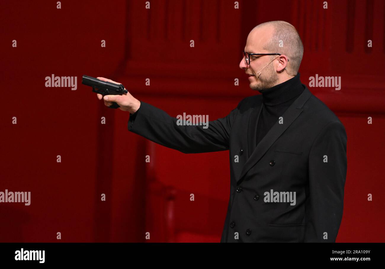 Oberammergau, Germany. 29th June, 2023. Actor Martin Schuster as Brutus ...