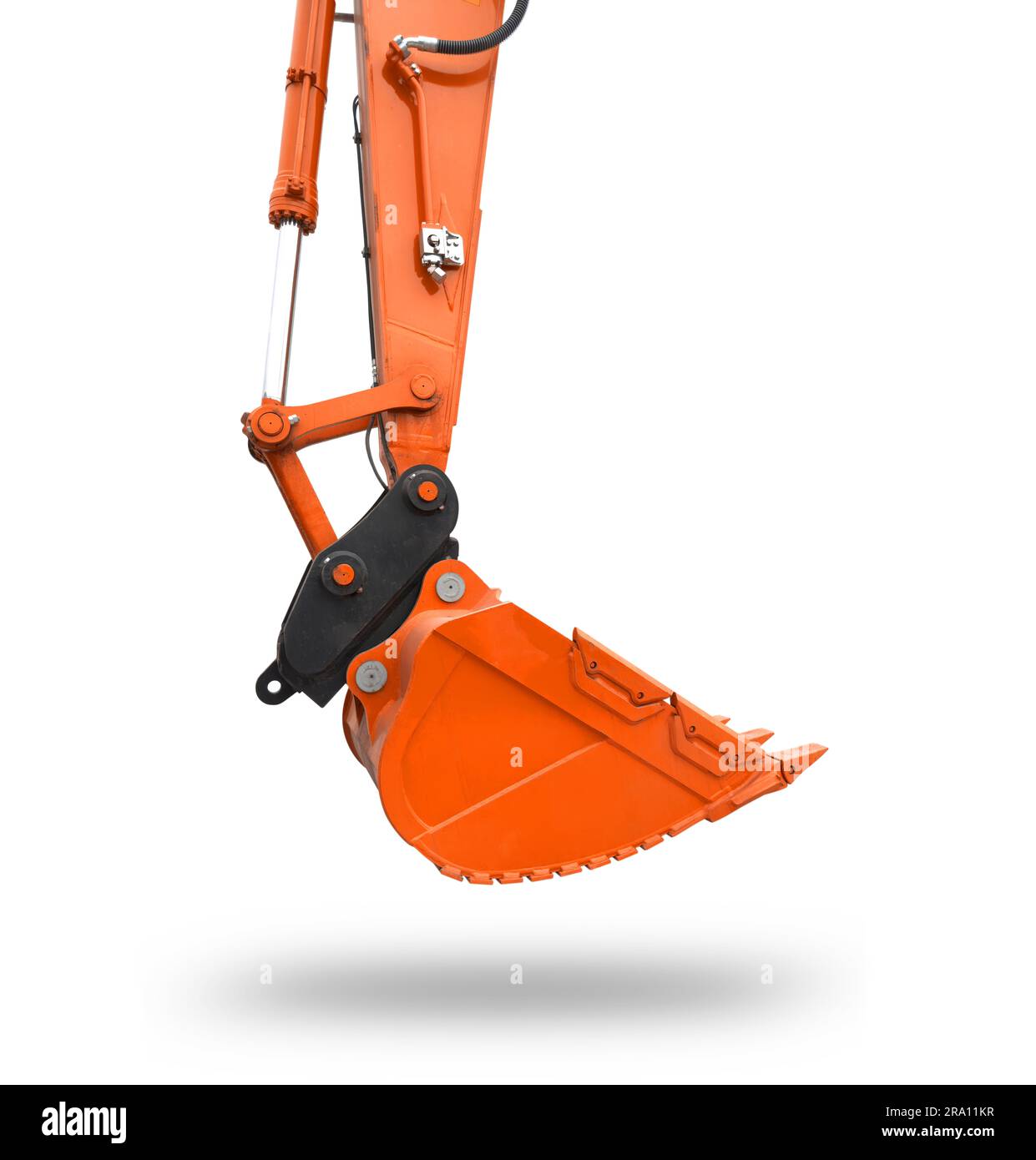 Crawler excavator with lift up bucket isolated on white background ...