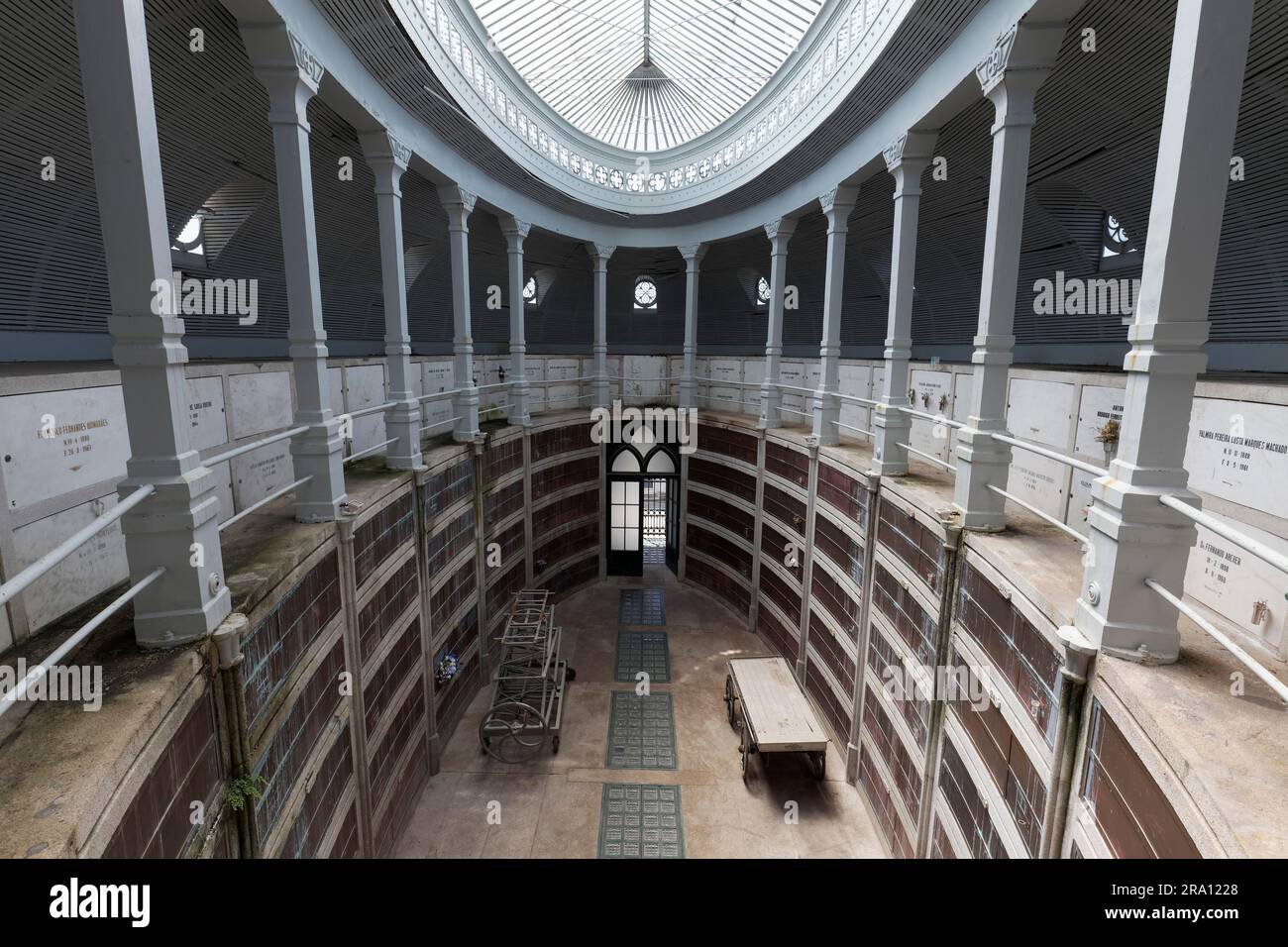 Oval funeral hall with glass dome, granite and iron construction ...