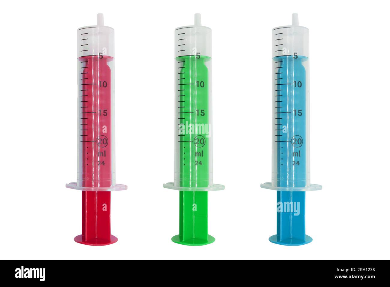 Empty syringe close up isolated on white background. Vaccine plastic ...