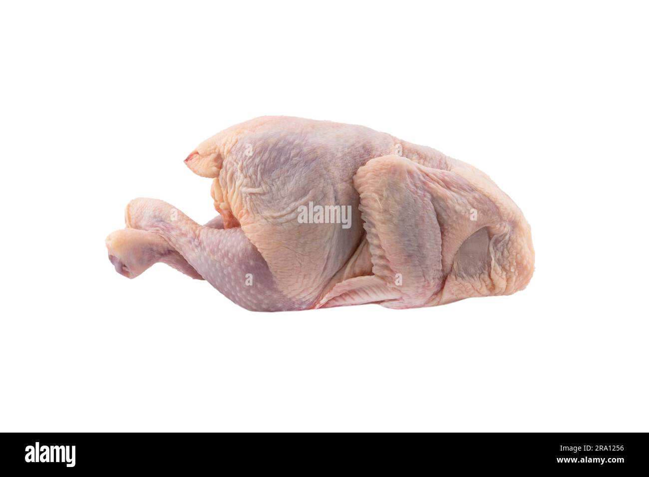 Fresh raw chicken isolated on white background with clipping path. Side ...