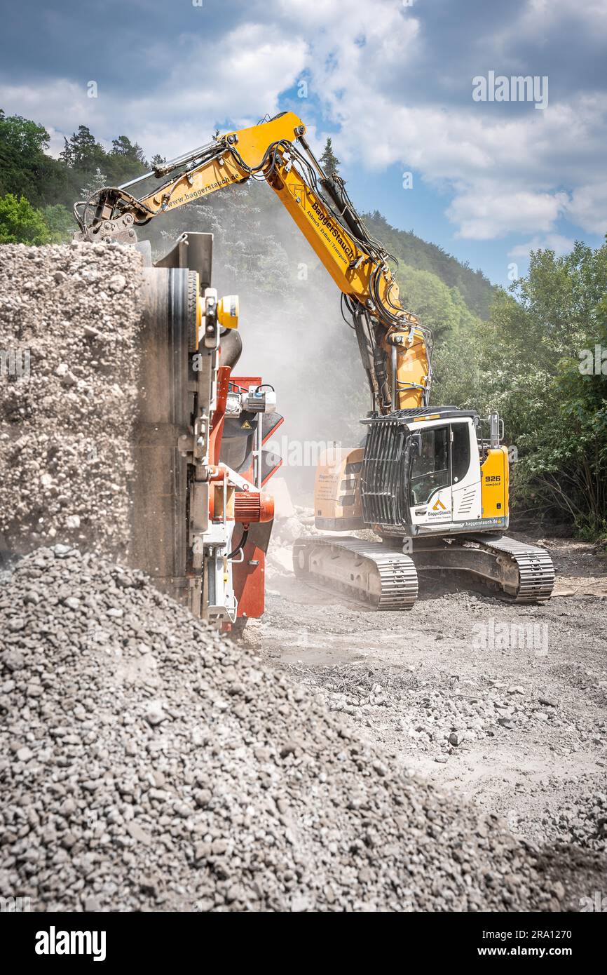 Demolition site with recycling plant and stones Stock Photo - Alamy