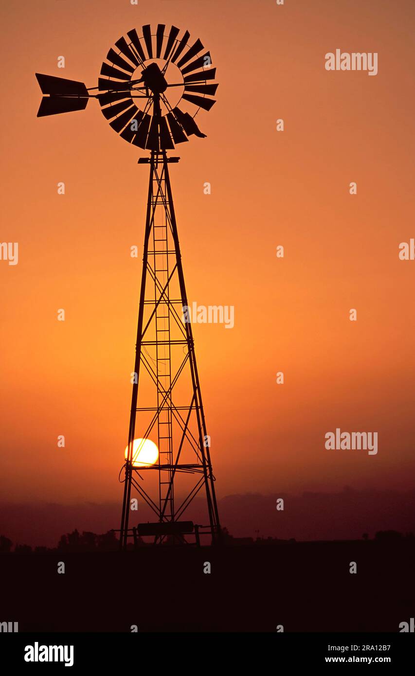 Windmill at sunset, Morocco Stock Photo - Alamy