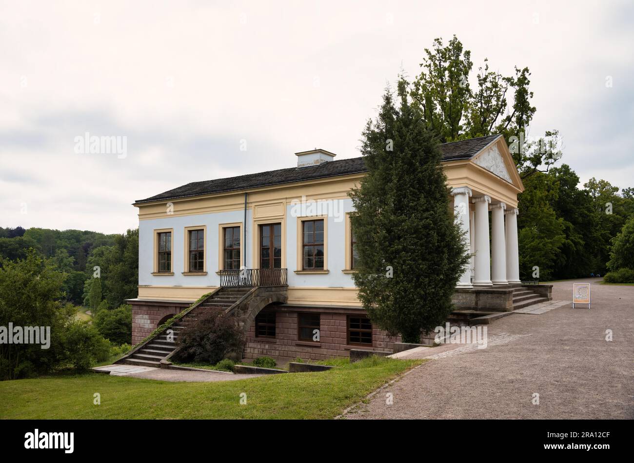 Roman House, museum, classical building with antique portico, Park an ...