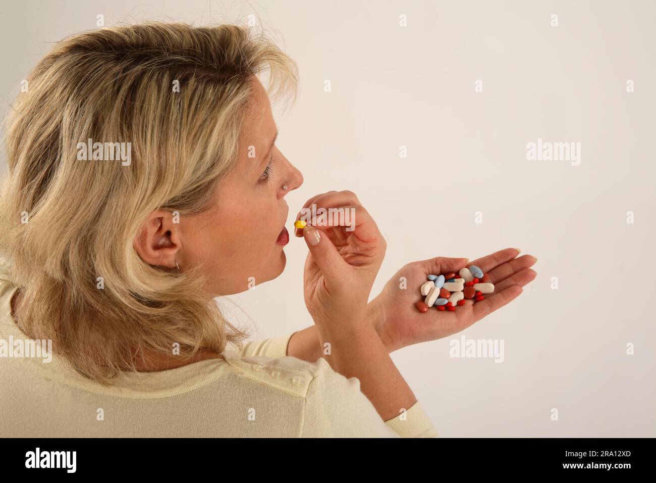 Woman takes tablet, taking, tablet addict, tablet addicted, tablet ...