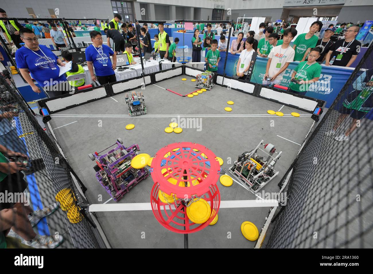 YANTAI, CHINA - JUNE 29, 2023 - Participants compete in a VEX robot ...