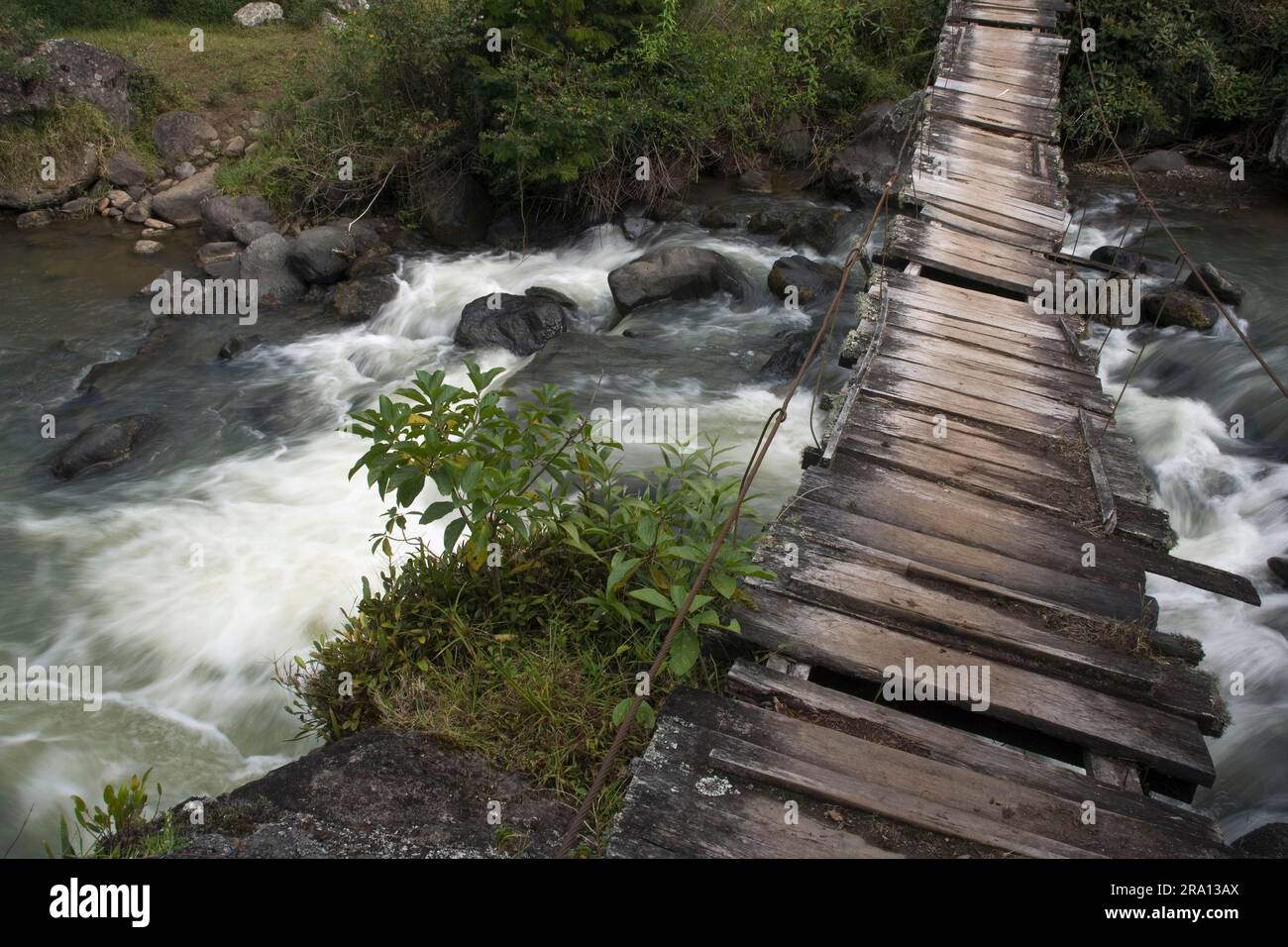 Wooden bridge, over Irubi River, Imbabura Province, Ecuador Stock Photo ...
