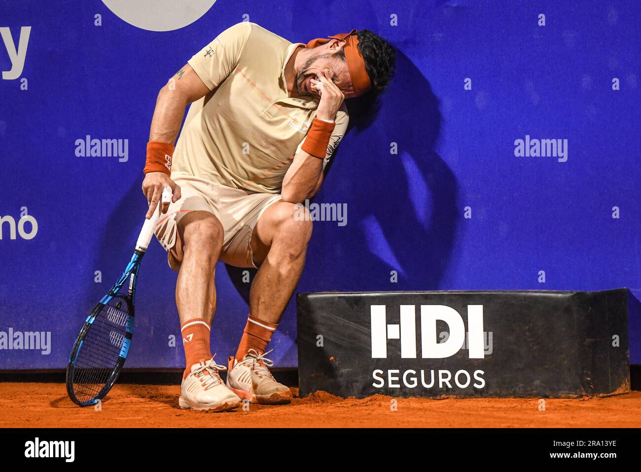 Fabio Fognini Italy Gets An Ankle Injuried During A Game Argentina