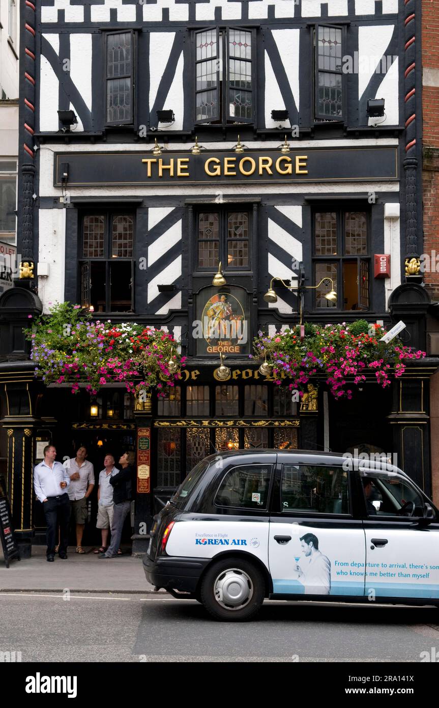 Taxi, pub 'The George', London, England, United Kingdom Stock Photo - Alamy