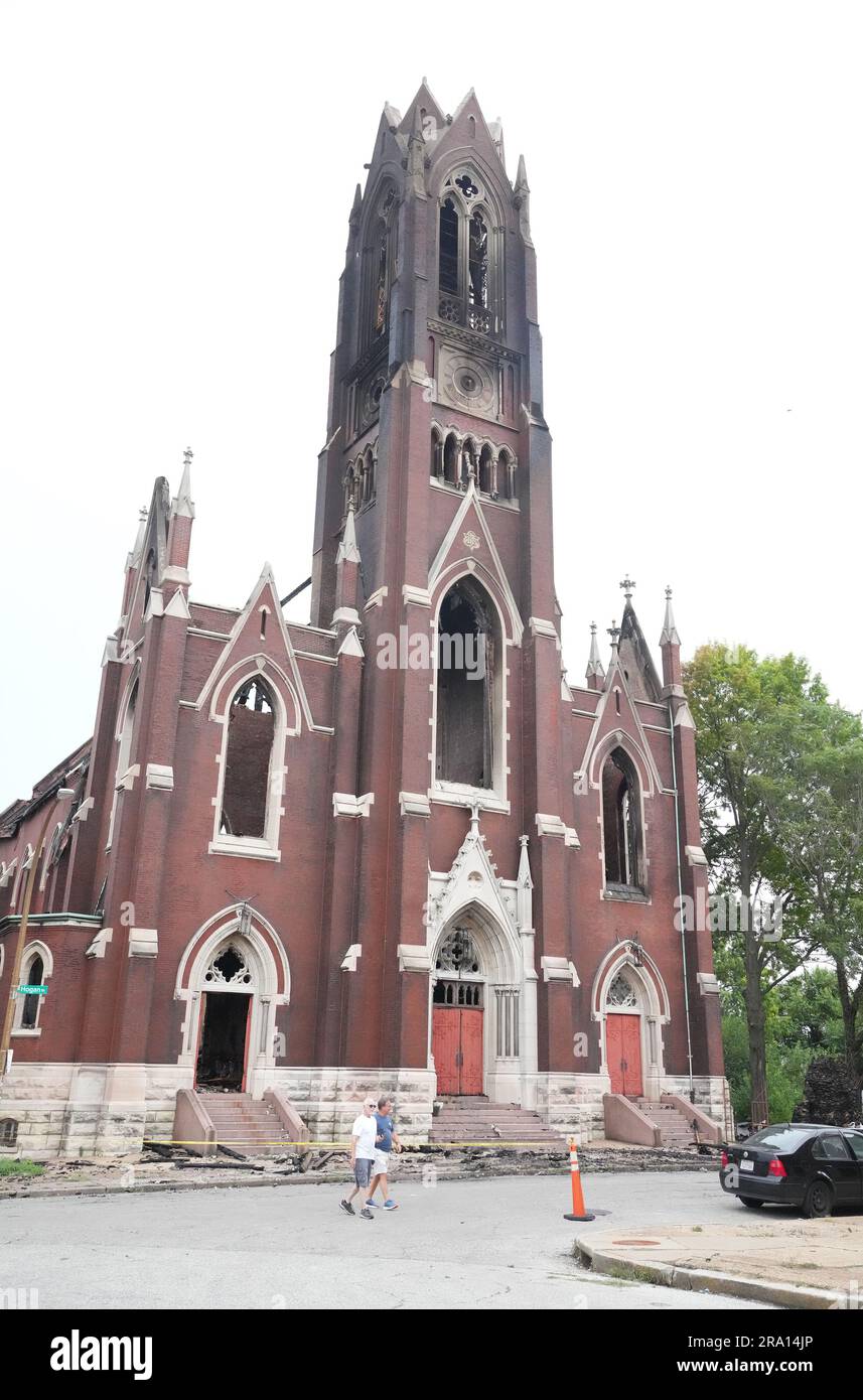 St. Louis, United States. 29th June, 2023. People walk past The German ...