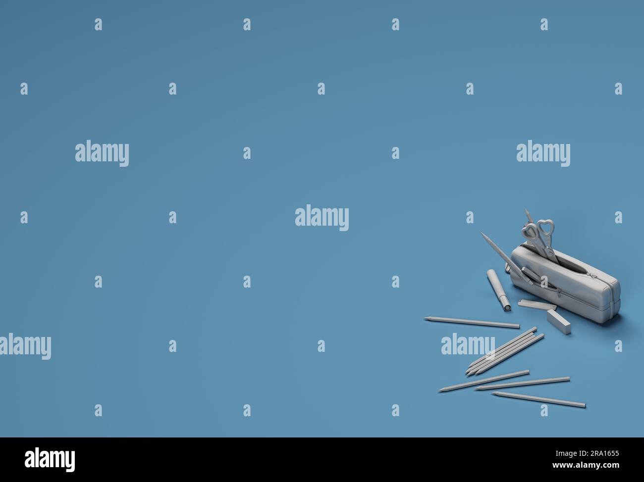 School tools on bright color backgrounds, 3D rendering Stock Photo - Alamy