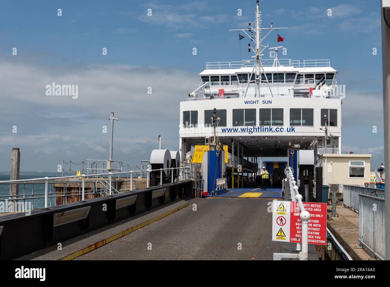 Wightlink ferry loading vehicles prior to taking them to Lymington in ...