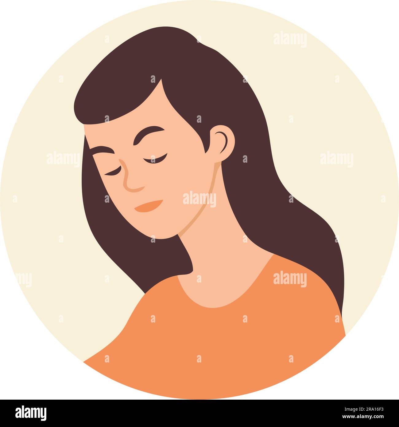 Flat vector cartoon portrait of cheerful woman Stock Vector Image & Art ...