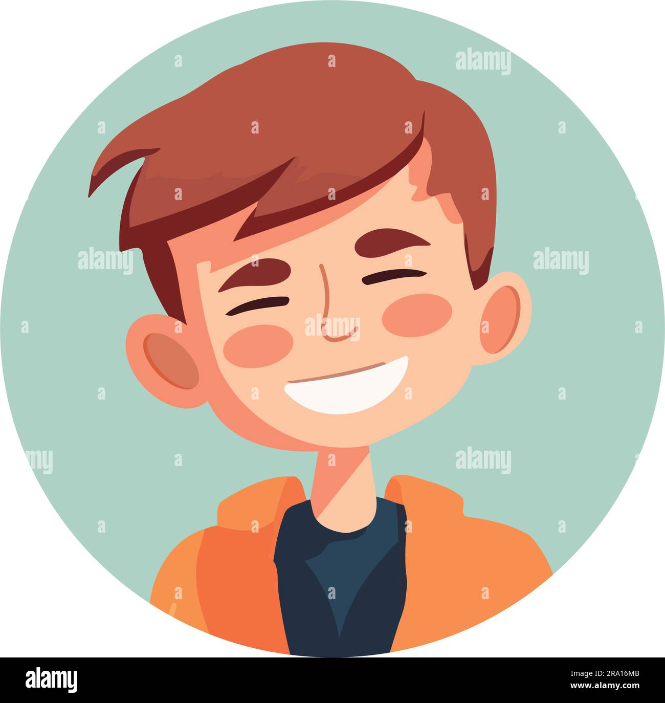 Smiling cartoon boy in flat isolated illustration Stock Vector Image ...