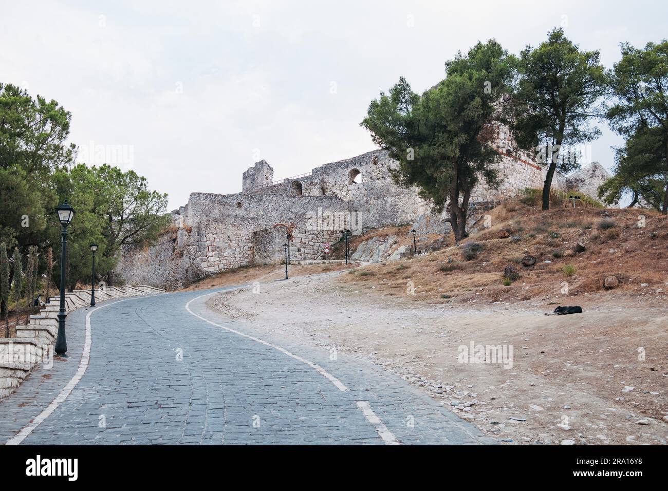 the road leading inside Berat Castle, a medieval town tnow UNESCO ...
