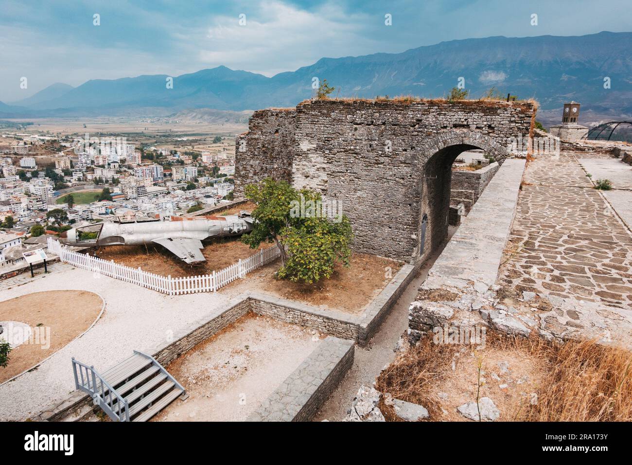 a U.S. Air Force T-33 hull at Gjirokastër Castle, Albania. The plane ...