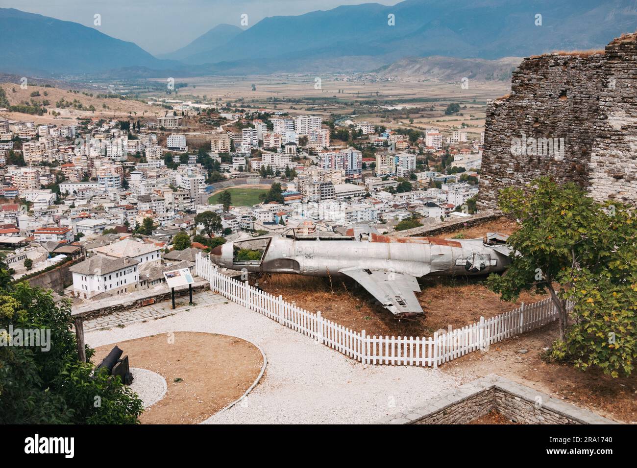 a U.S. Air Force T-33 hull at Gjirokastër Castle, Albania. The plane ...