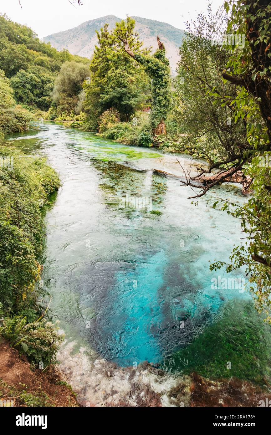 The Blue Eye, a natural water spring famed for it's deep blue color in ...