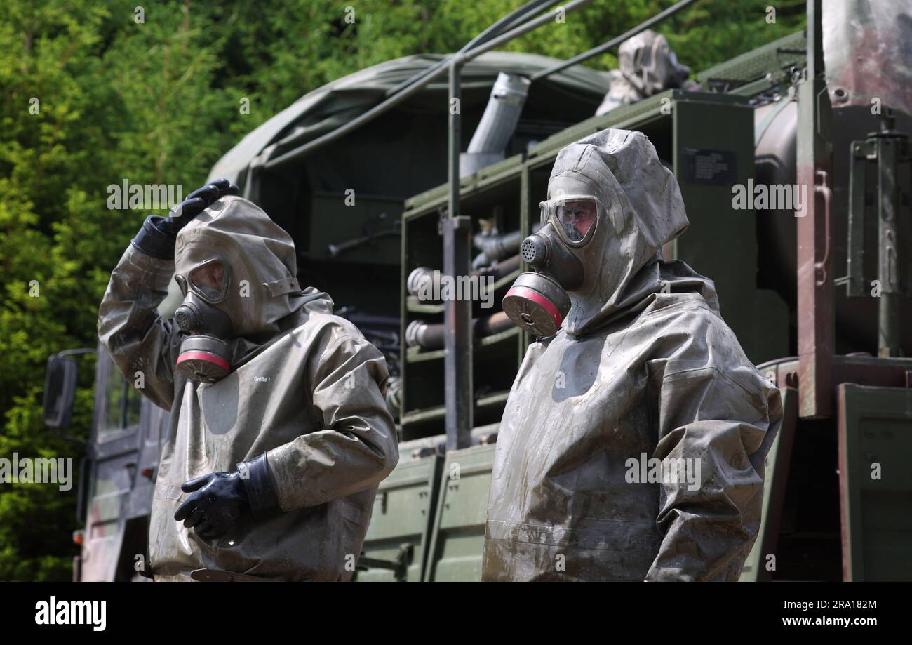 Sonthofen, Germany. 29th June, 2023. Ukrainian soldiers stand in front ...
