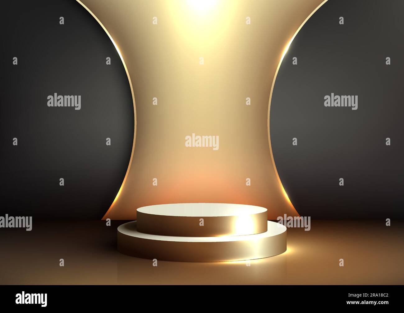 Luxury and elegance with this 3D realistic white and gold showcase ...