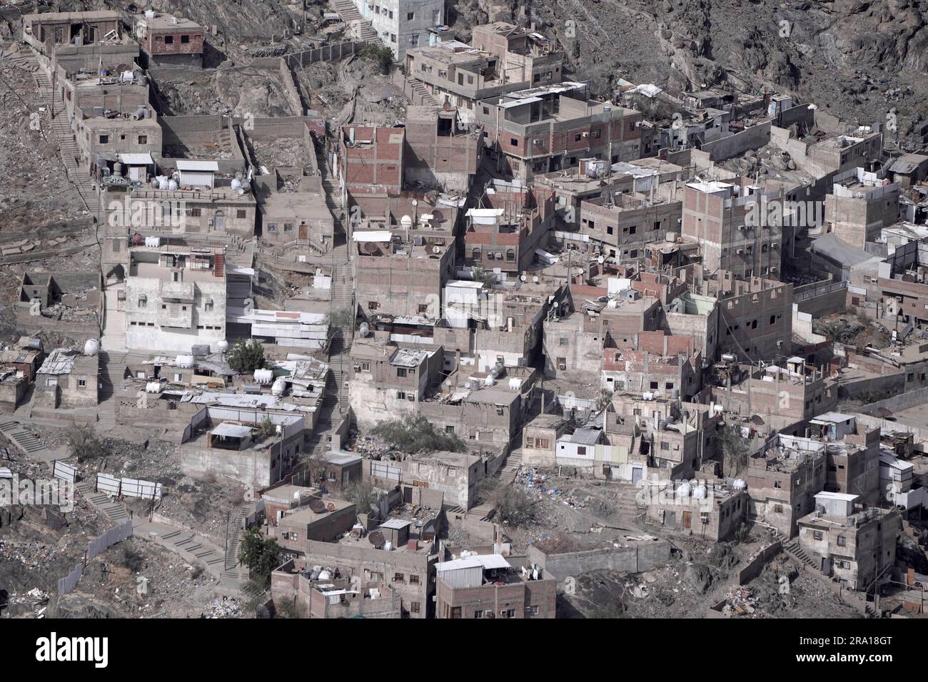 General view showing slums which on plan to be demolished to make way ...