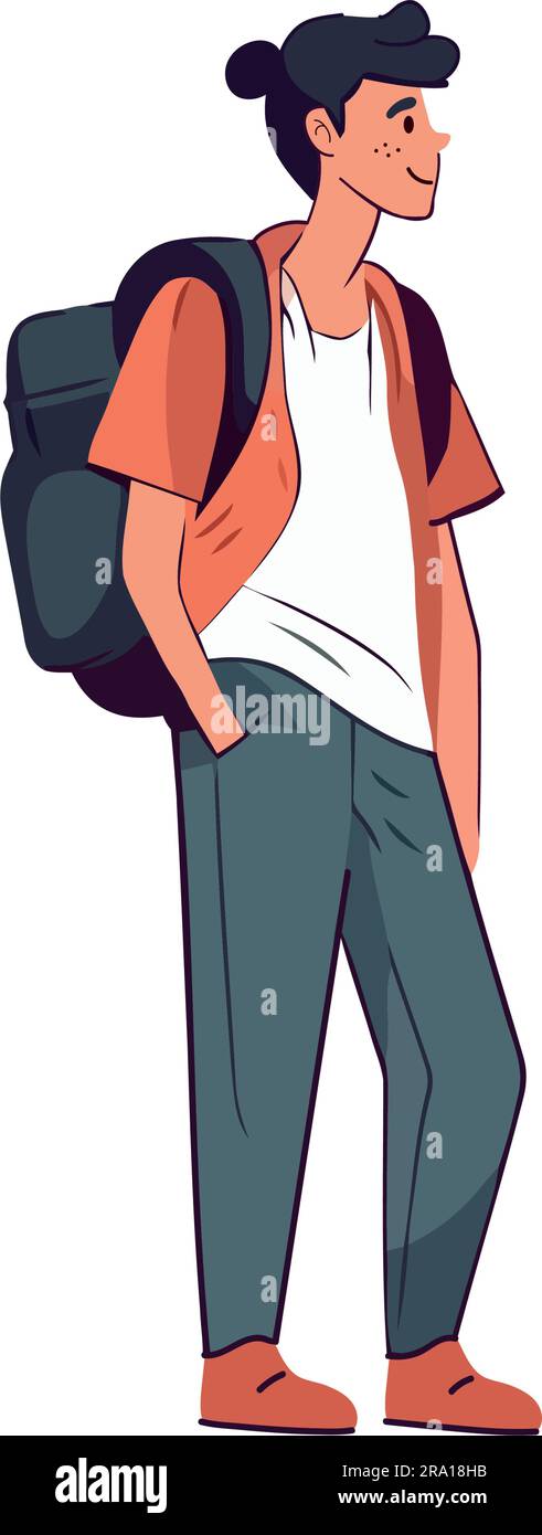 One person male backpack standing Stock Vector Images - Alamy