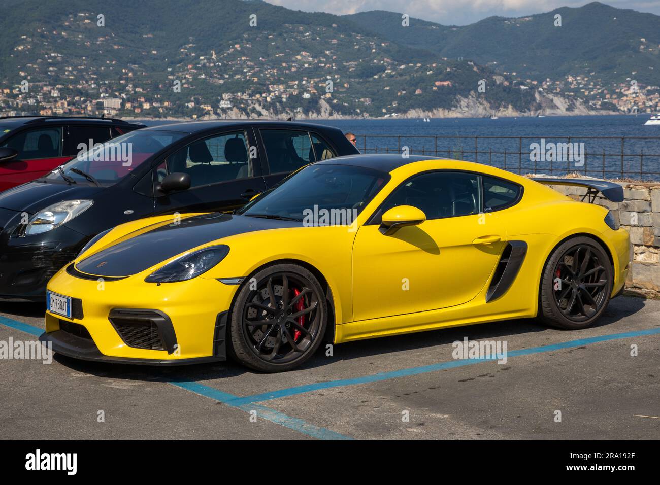 Bordeaux , France - 06 27 2023 : Porsche gt4 color yellow luxurious ...