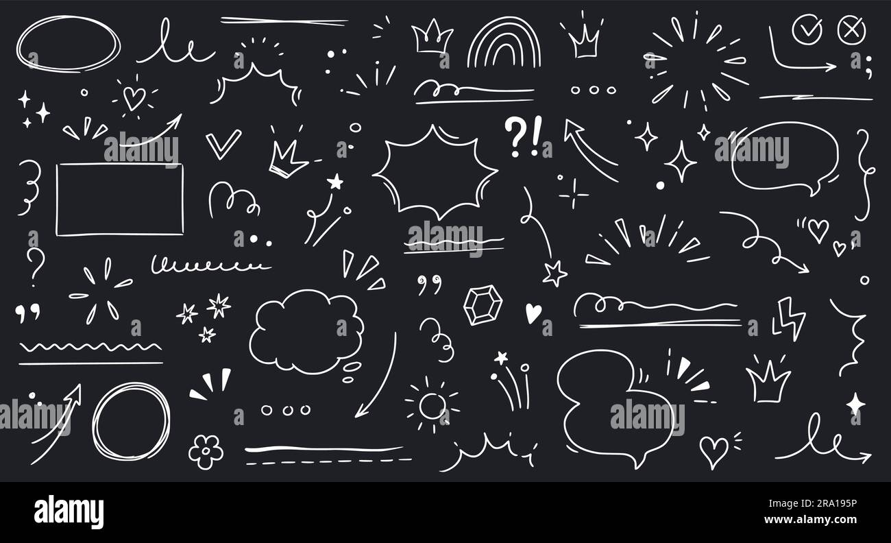 Line highlight brush, text emphasis, underline brush on chalkboard ...