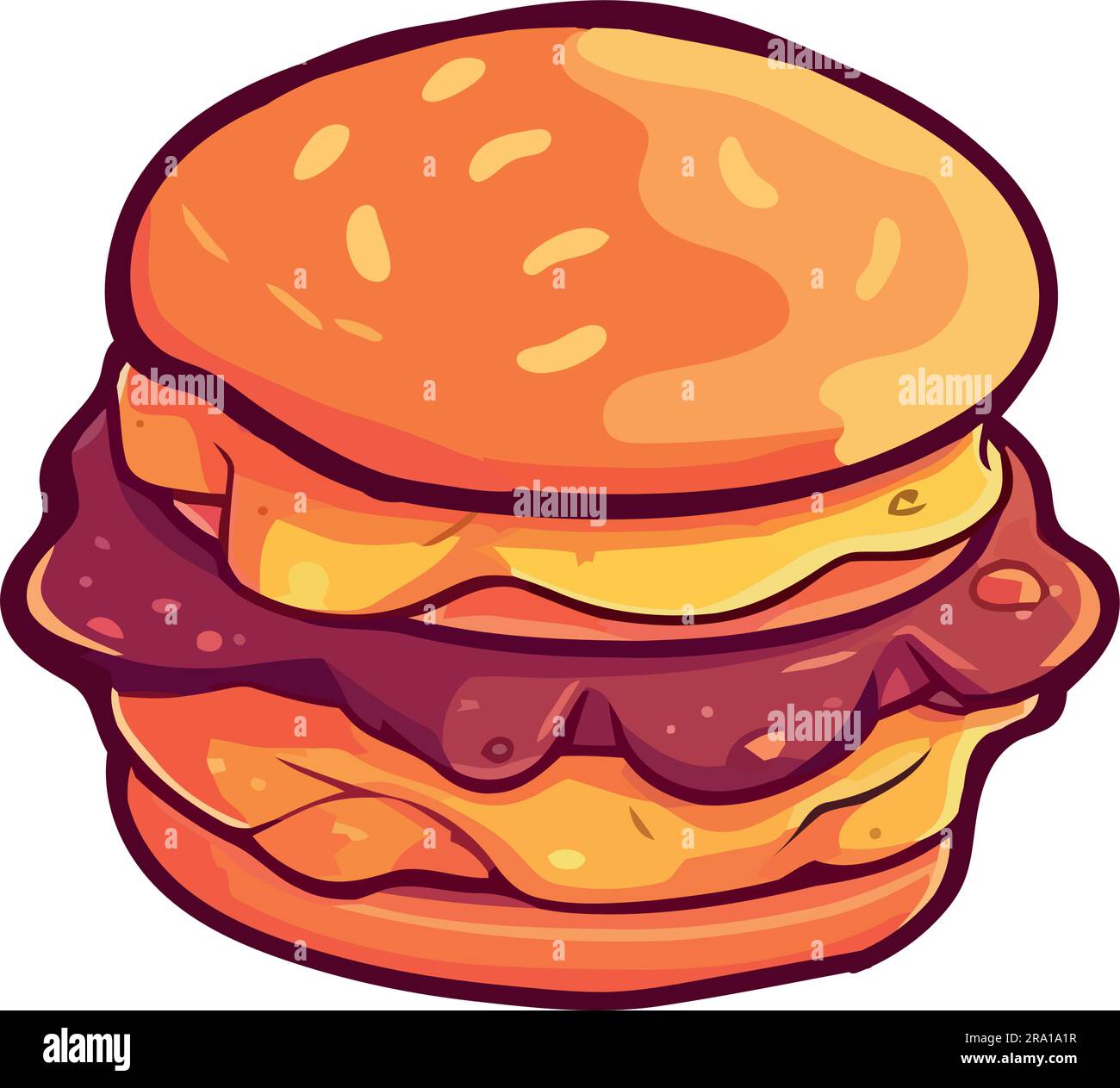 Grilled burger on bun, fast food Stock Vector Image & Art - Alamy