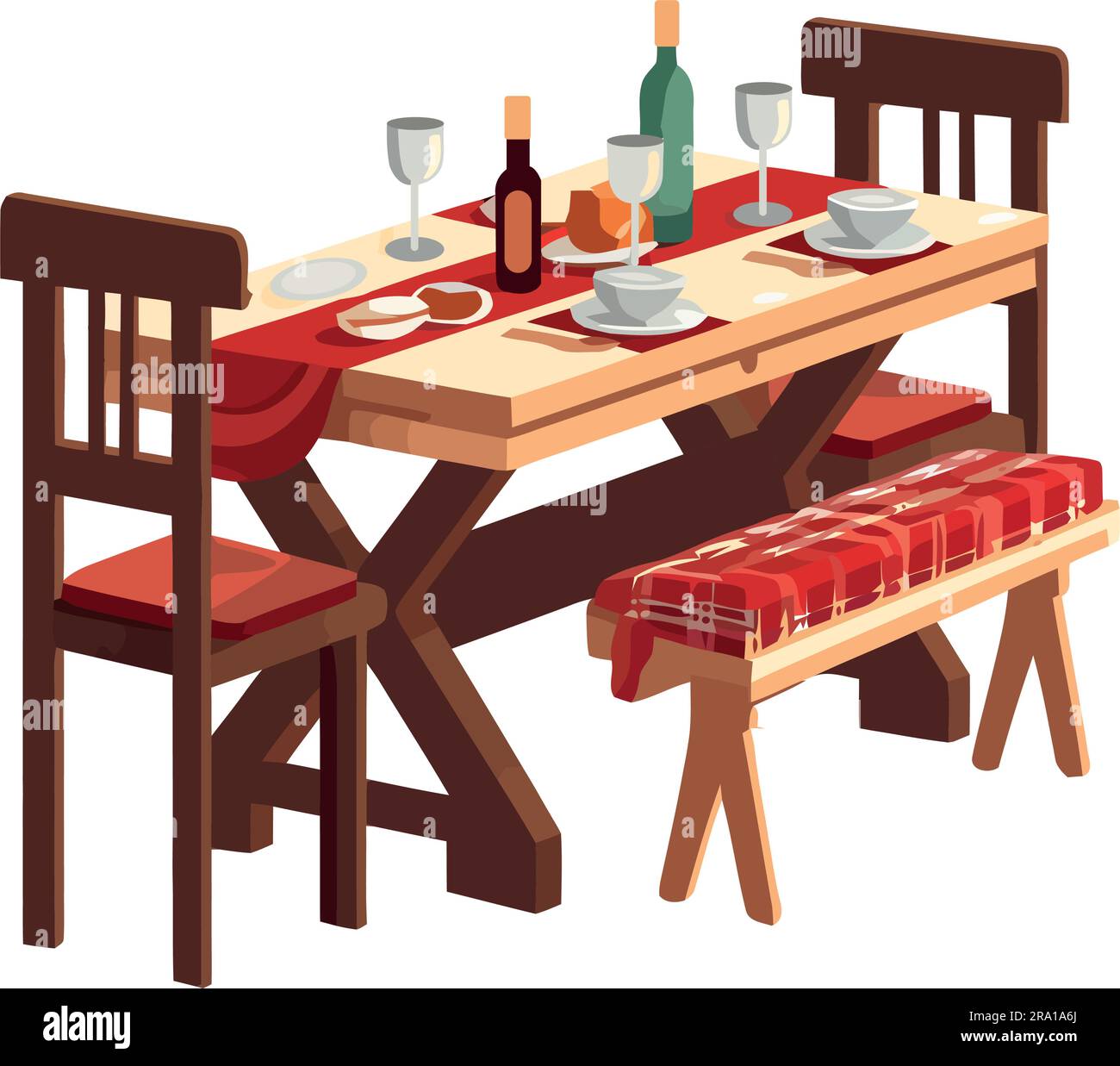 Luxury dining table with gourmet meal Stock Vector Image & Art - Alamy