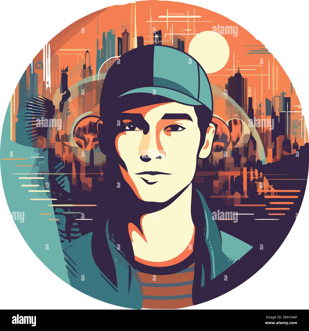 Portrait man wearing flat cap Stock Vector Images - Alamy