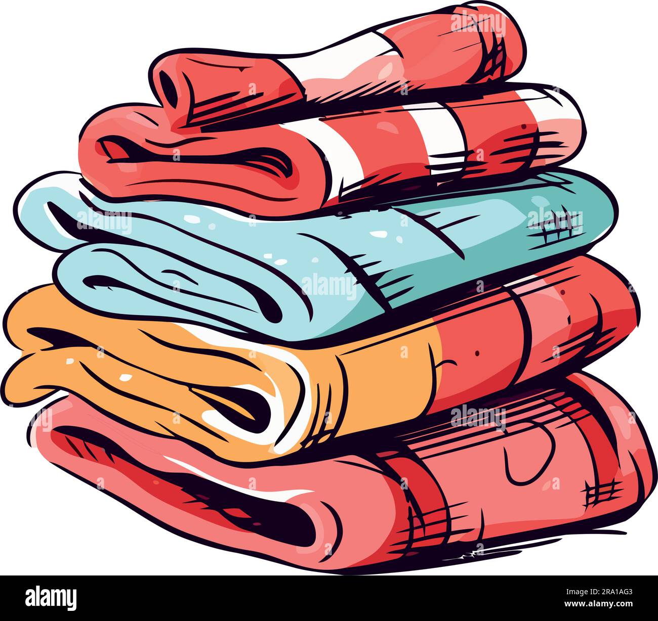 Stack of clean towels, hygiene symbol isolated Stock Vector Image & Art ...