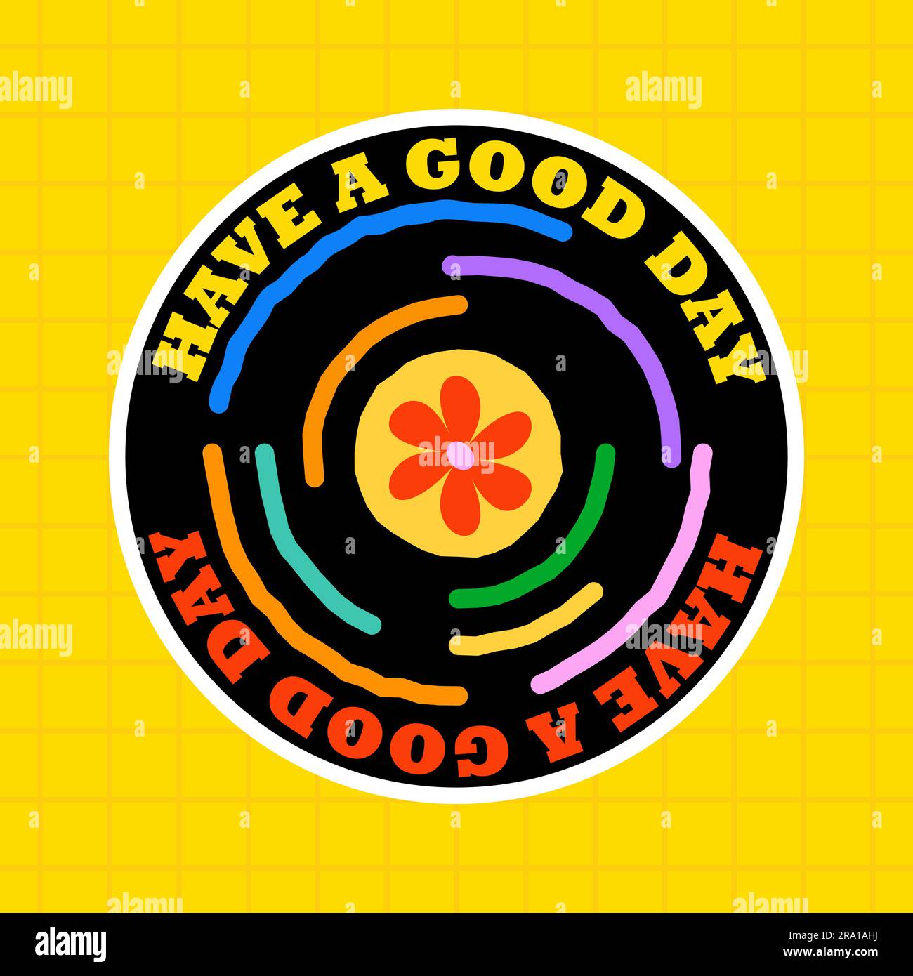 Colored cartoon sticker in retro style. Funny sticker of music record ...