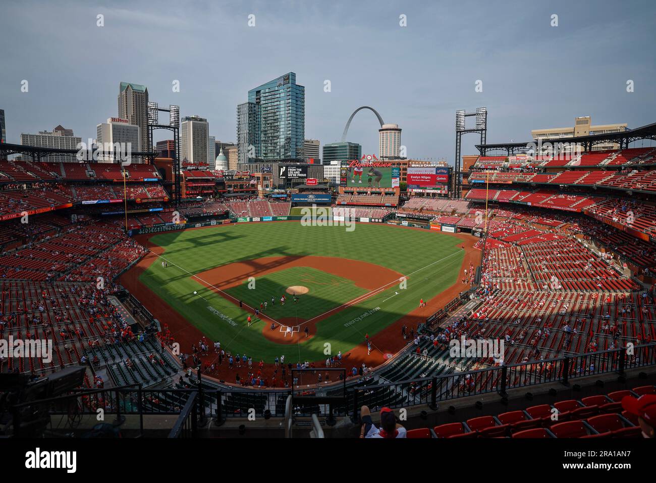 St. Louis, MO. USA; A general view of the field and St.Louis skyline ...