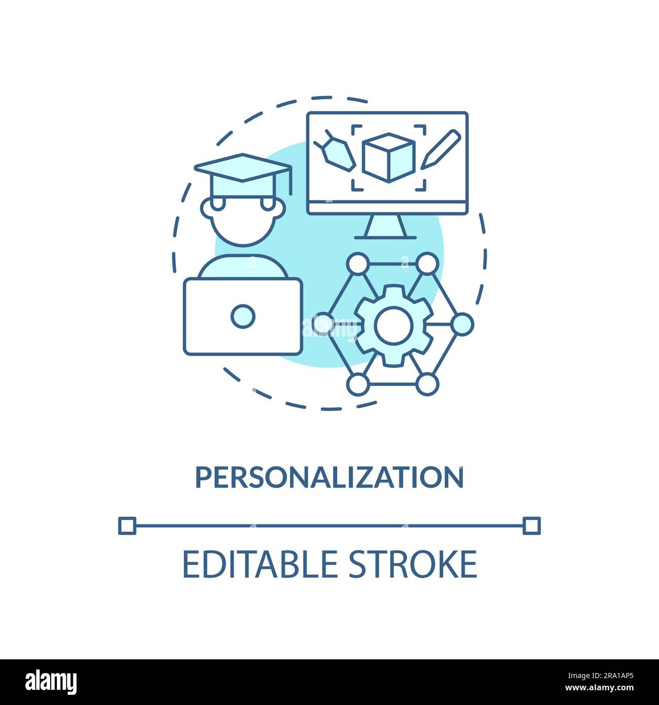 Personalization in AI education concept editable icon Stock Vector ...