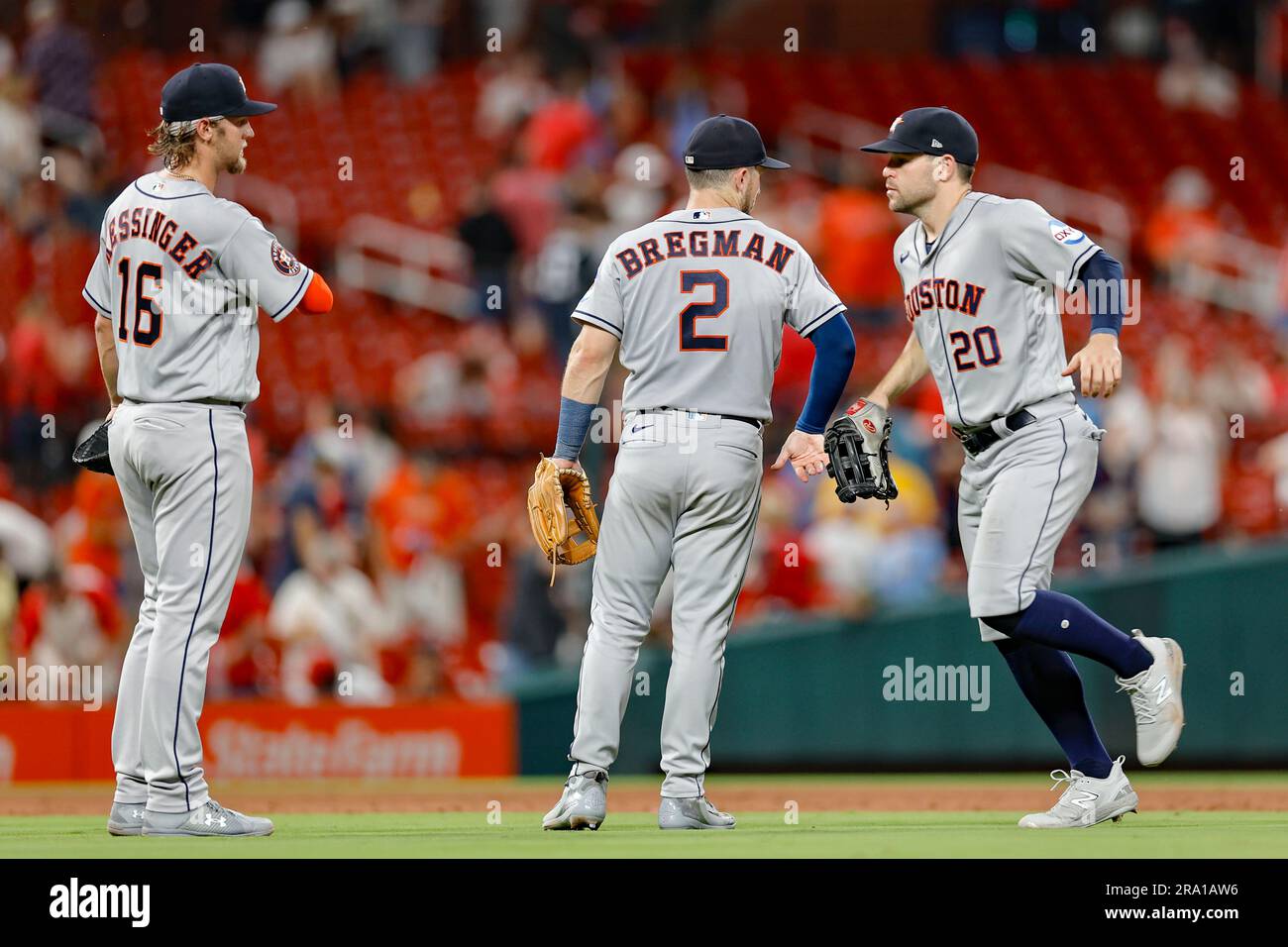 St. Louis, MO. USA; Houston Astros third baseman Grae Kessinger (16) and third baseman Alex ...