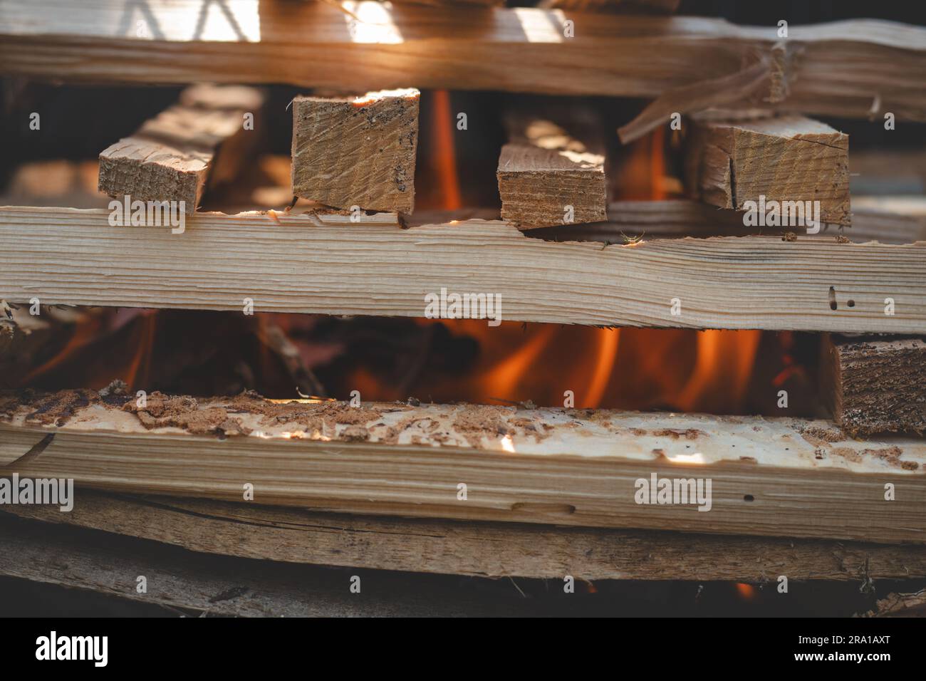Making a fire using paper and small wood chips stacked in pyramid ... Making a fire using paper and small wood chips stacked in pyramid ...