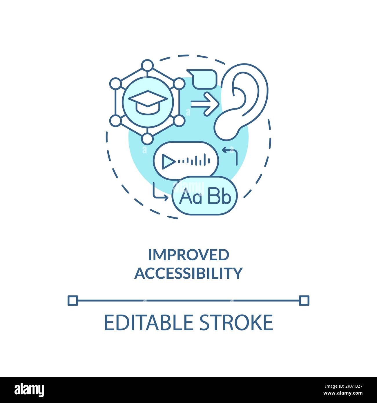 Improved accessibility in AI education concept editable icon Stock ...