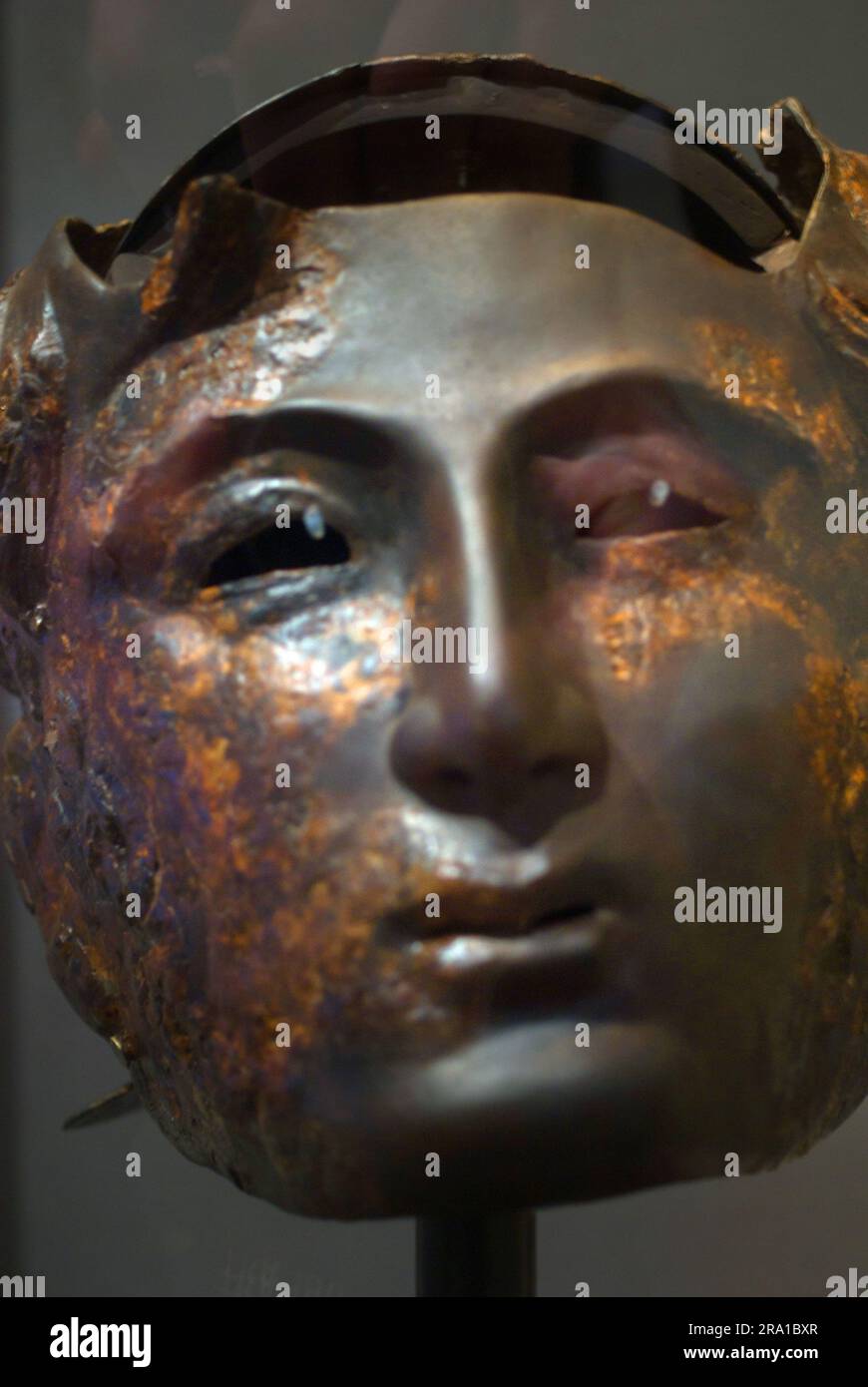 Roman cavalry helmet, Arbeia Roman Fort, South Shields Stock Photo - Alamy