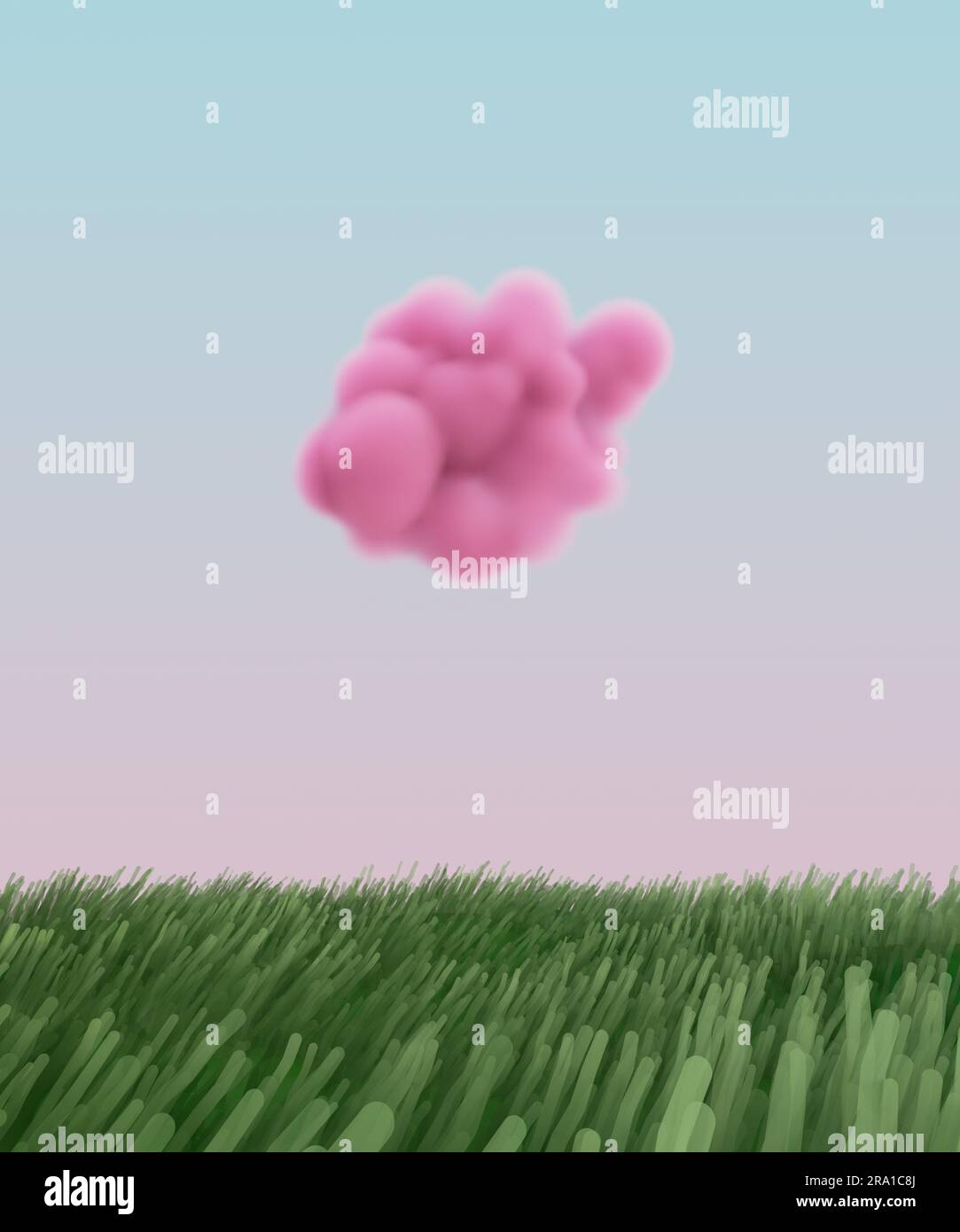 Sci-Fi surreal dreamy landscape with pink cloud. 3d render, 3d illustration Stock Photo - Alamy