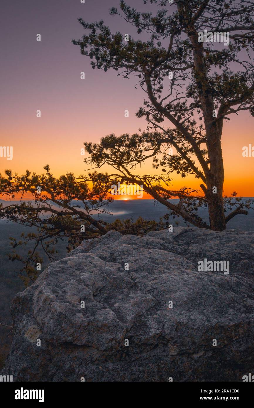 Pulpit Rock on Mount Cheaha at Sunset Stock Photo - Alamy